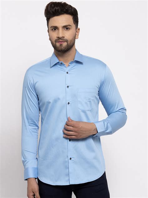 Buy Jainish Men Blue Classic Regular Fit Solid Cotton Casual Shirt Shirts For Men