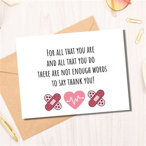 Nurse Thank You Card Print At Home Appreciation Card For Nurses