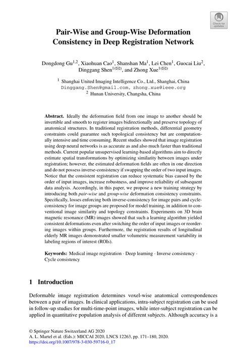Pdf Pair Wise And Group Wise Deformation Consistency In Deep Registration Network