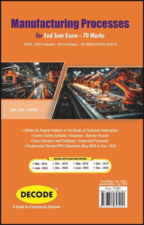 Manufacturing Processes For Sppu 19 Course Se Iv Mech 202050 Technical Publications