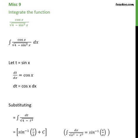 Misc 9 Integrate Cos X Root 4 Sin 2 X Teachoo Miscellaneous