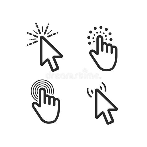 Computer Mouse Click Cursor Gray Arrow Icons Set And Loading Icons Cursor Icon Vector