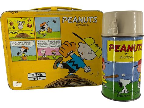 Lot 1 Vintage Peanuts Metal Lunch Box With Thermos King Seely
