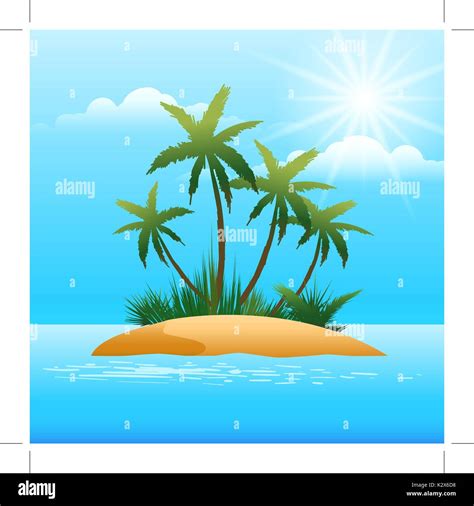Sea Landscape Small Island Stock Vector Images Alamy