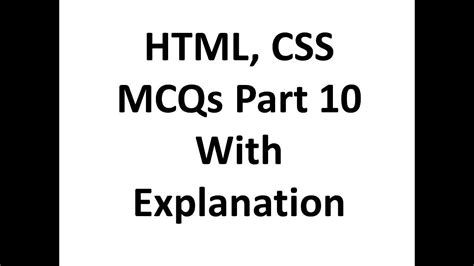 Html Css Mcqs Questions With Answers 10 With Explanation Web