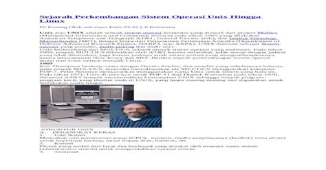 Docx Sejarah Perkembangan Sistem Operasi Unix Hingga Linux Dokumen Tips