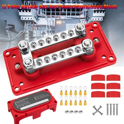 12 Point Busbar Bus Bar Power Distribution Block 200a M8 Dc Red For Car Boat Uk £16 99 Picclick Uk