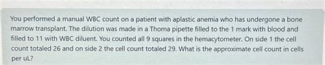 Solved You Performed A Manual Wbc Count On A Patient With