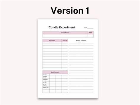 Candle Recipe Ms Word Template Printable Candle Testing Template