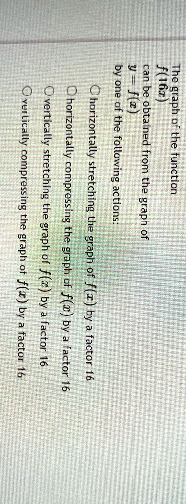 The Graph Of The Function F16x Can Be Obtained From The Graph Of Yfx By