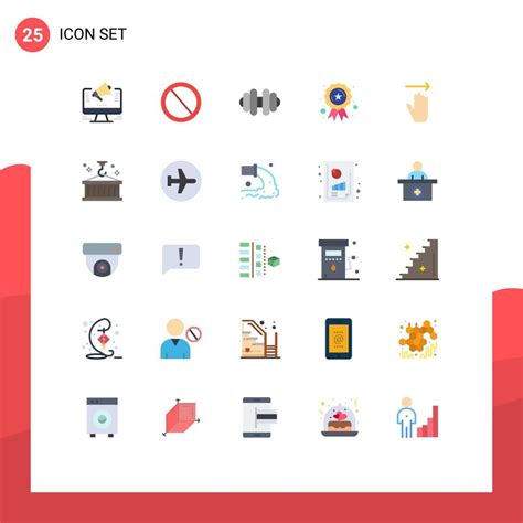 25 Universal Flat Color Signs Symbols Of Arrow Star Trash Reward Ribbon Editable Vector Design