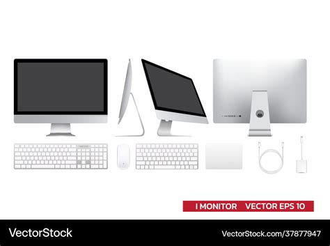 Display Monitor Mockup With Accessories Keyboard Vector Image