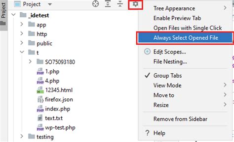 Some Way To Highlight File From Open File Tab In Folder In Project Pane Ides Support