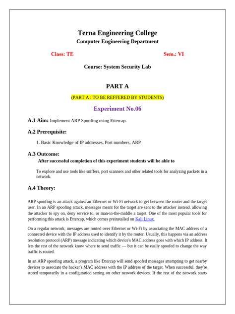 Exp6 Implement Arp Spoofing Using Ettercap Pdf Computer Network Cyberwarfare