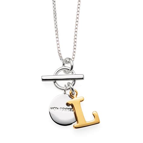 Von Treskow Sterling Silver Gold Plate L Initial On Box Chain Awn82