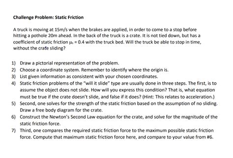Solved Challenge Problem Static Friction A Truck Is Moving