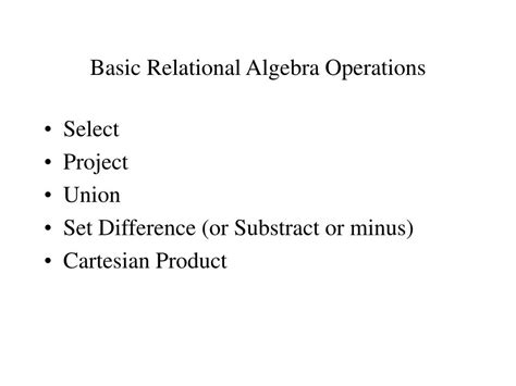 PPT Relational Algebra PowerPoint Presentation Free Download ID