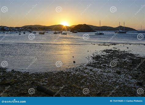 Sunset In Buzios City Stock Image Image Of Sunlght Janeiro 75419685