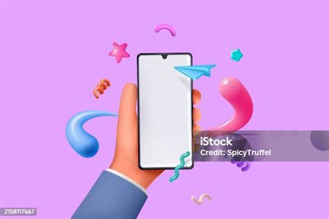 3d 전화 스마트폰의 모바일 앱 스마트 기술 빈 화면이 있는 장치 또는 제품 광고 템플릿 온라인 마케팅 벡터 아이콘 렌더링 그림 3차원 형태에 대한 스톡 벡터 아트 및 기타