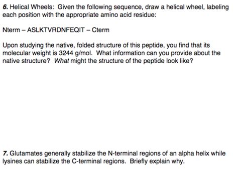 Solved 6 Helical Wheels Given The Following Sequence Draw