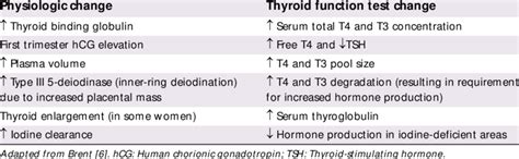 Physiologic Changes In Pregnancy That Influence Thyroid Function Tests Download Table