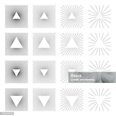 빈티지 스퀘어 태양의 세트는 다른 모양으로 버스트 트렌디 한 손으로 그린 복고풍 버스팅 광선 디자인 요소 힙스터 벡터