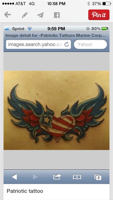 Red White And Blue American Flag Winged Heart Heart Tattoo Designs