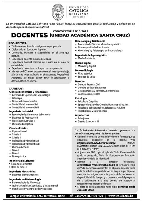 Ucb Convocatoriasucb Ucbsantacruz Bolsadetrabajo Personalucb Reclutamiento Universidad