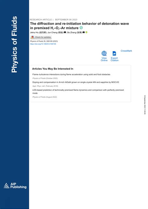 Pdf The Diffraction And Re Initiation Behavior Of Detonation Wave In Premixed H2o2ar Mixture