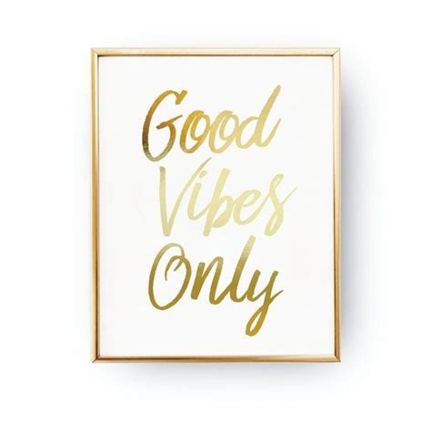 Good Vibes Only White And Gold Foil Print
