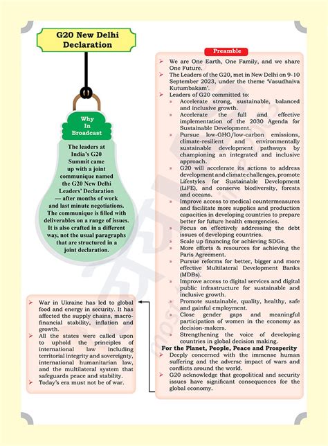 Brain Booster For Upsc And State Pcs Examination Topic G20 New Delhi