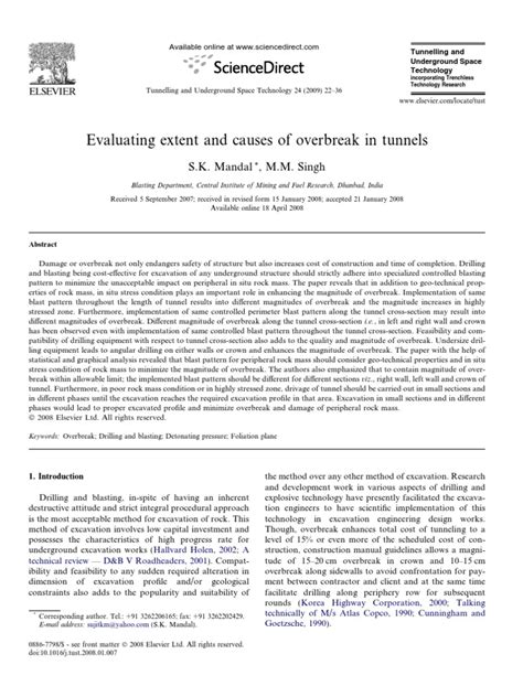 Evaluating Extent And Causes Of Overbreak In Tunnels Pdf Tunnel Fracture