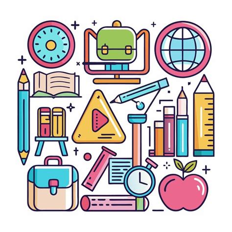 Colorful School Supplies Icons Premium Ai Generated Vector