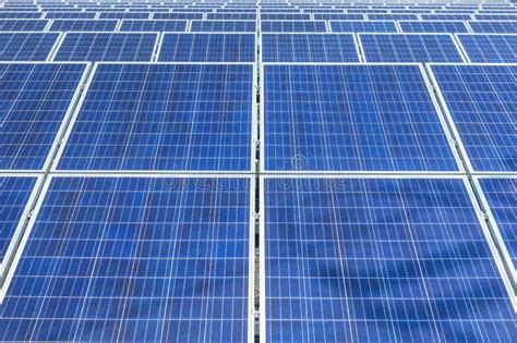 Close Up Rows Array Of Solar Cells Or Photovoltaics In Solar Power Station Convert Light Energy