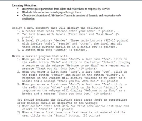 Solved Learning Objectives: - Interpret request parameters | Chegg.com