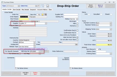 Drop Ship Sales Order PO Process