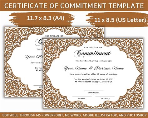 Modern Commitment Certificate Printable Certificate Of Commitment