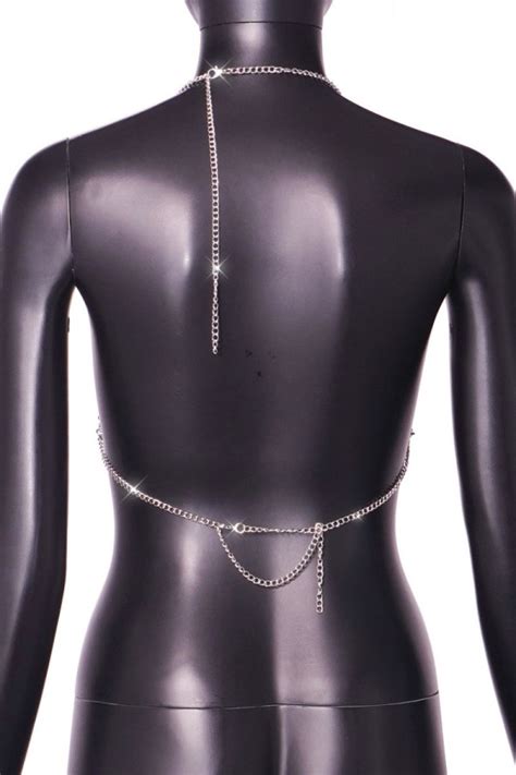 Wholesale Silver Sexy Patchwork Hollowed Out Chains Backless Halter