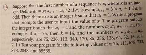 Solved Suppose That The First Number Of A Sequence Is X Chegg Com