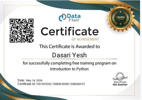 My Favorite Python Certificate Dasari Yasaswini
