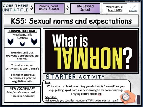 Sexual Norms And Expectations KS5 PSHE Teaching Resources