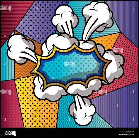 expression cloud with set patterns pop art style Stock Vector Image ...