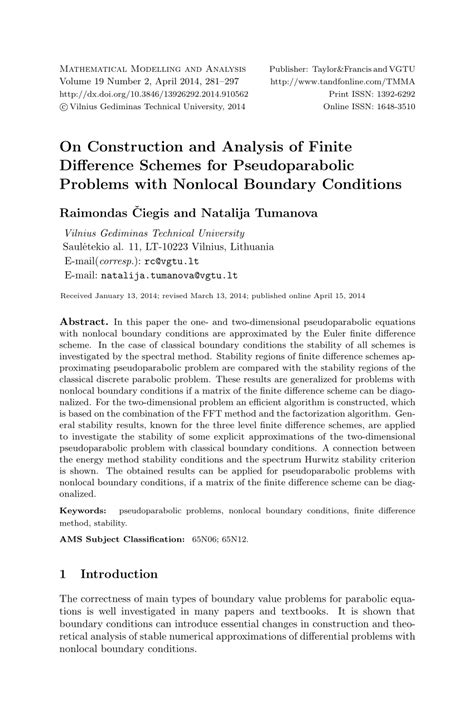 Pdf On Construction And Analysis Of Finite Difference Schemes For