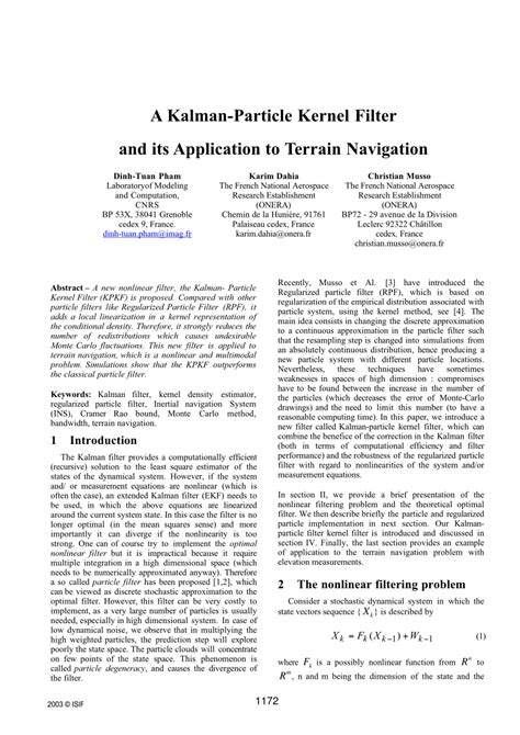 Pdf A Kalman Particle Kernel Filter And Its Application To Terrain