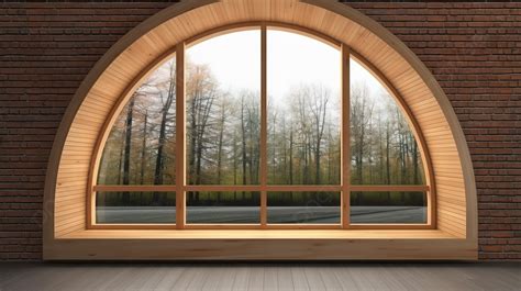 Arched Wood Window In A Home Background 3d Illustration Modern Wooden