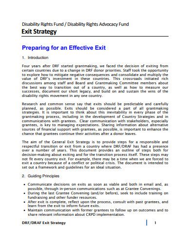 Exit Strategy Examples To Download