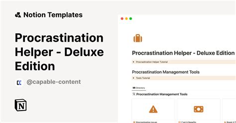 Procrastination Helper Deluxe Edition Template Notion Marketplace