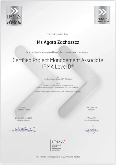 Projectmanagement Certification Ipma Certified Pm Agata Zachoszcz