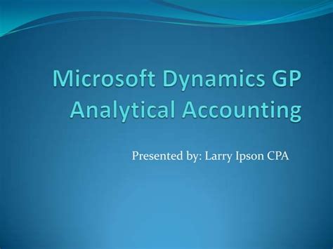 Analytical Accounting Pptx