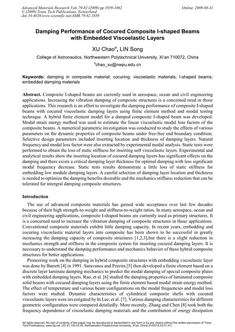 Pdf Damping Performance Of Cocured Composite I Shaped Beams With Embedded Viscoelastic Layers